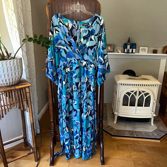Roaman's | Dresses | Nwt Romans Plus Size Dress L 82 Boho Vneck Tie ...